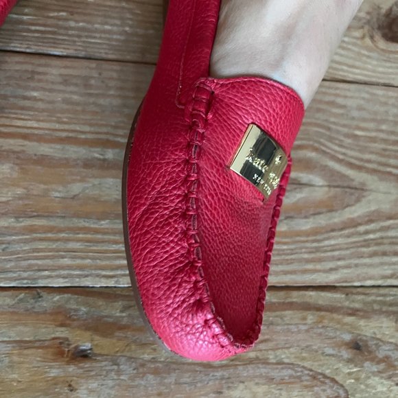 kate spade | Shoes | Kate Spade Corrie Coral Red Pebble Leather Loafers ...